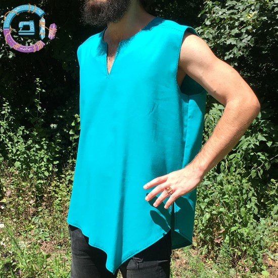 Asymetrical tunic, sleeveless, for men